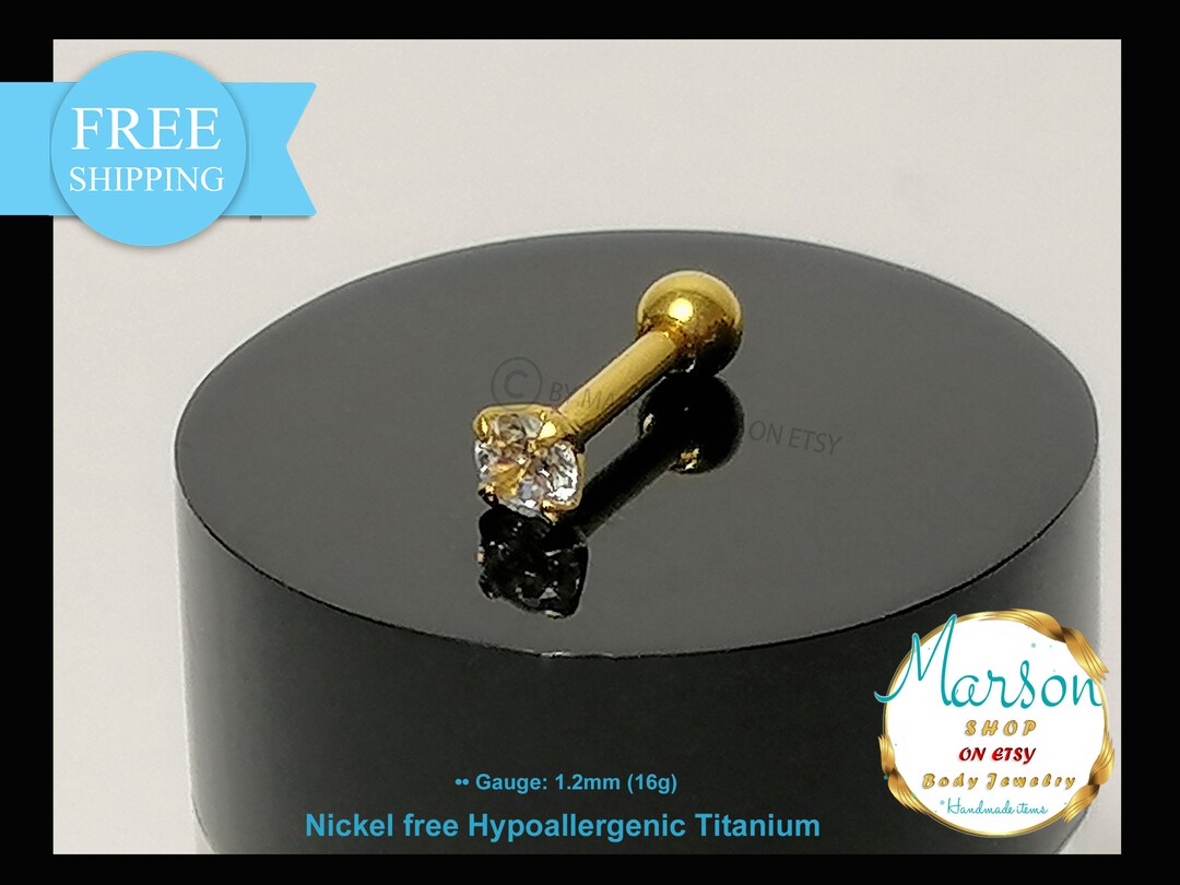 Helix Body Piercing Jewelry, Straight Barbell, Gold Color, 16g, 1.2mm ...