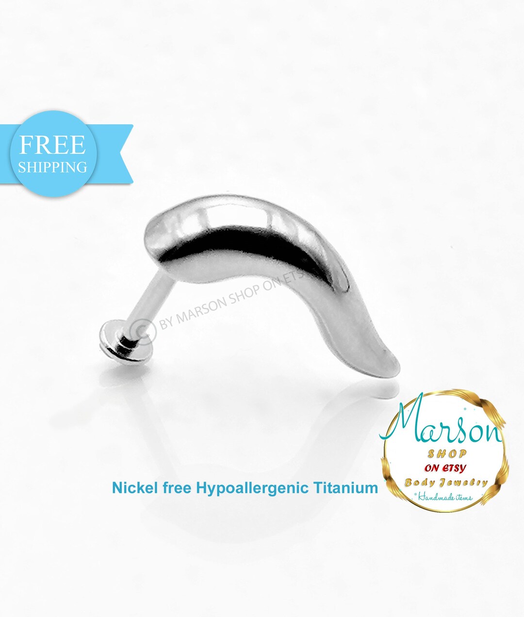 Labret, Chin, Large Talon, Goatee Barbell Stud. 14g TITANIUM Lips ...