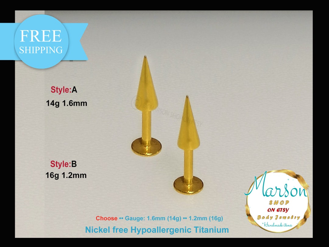 Labret Barbell, 16g and 14g Titanium, Cheek Piercing, Medusa, Monroe ...