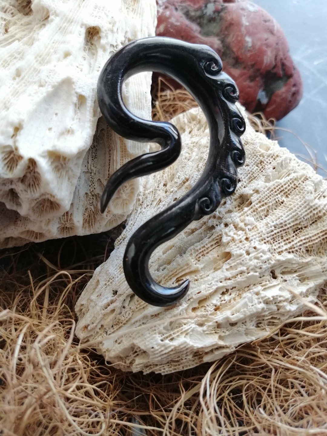 Tribal Organic Bone Stretcher Earrings - Real Gauge - Buffalo Horn ...