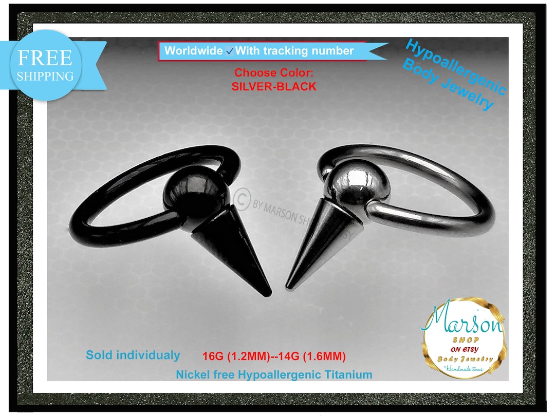 Septum, Balls Closure Ring, Body Jewelry, With Ball & Spike, TITANIUM ...