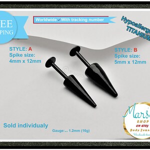 Labret Barbell With Long Spike, Body Piercing Jewelry, TITANIUM, 16g ...