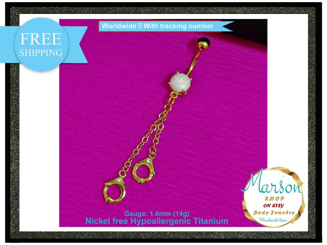 Belly Ring Button, Jewelry, Handcuff Dangling, Chain, Crystal ...