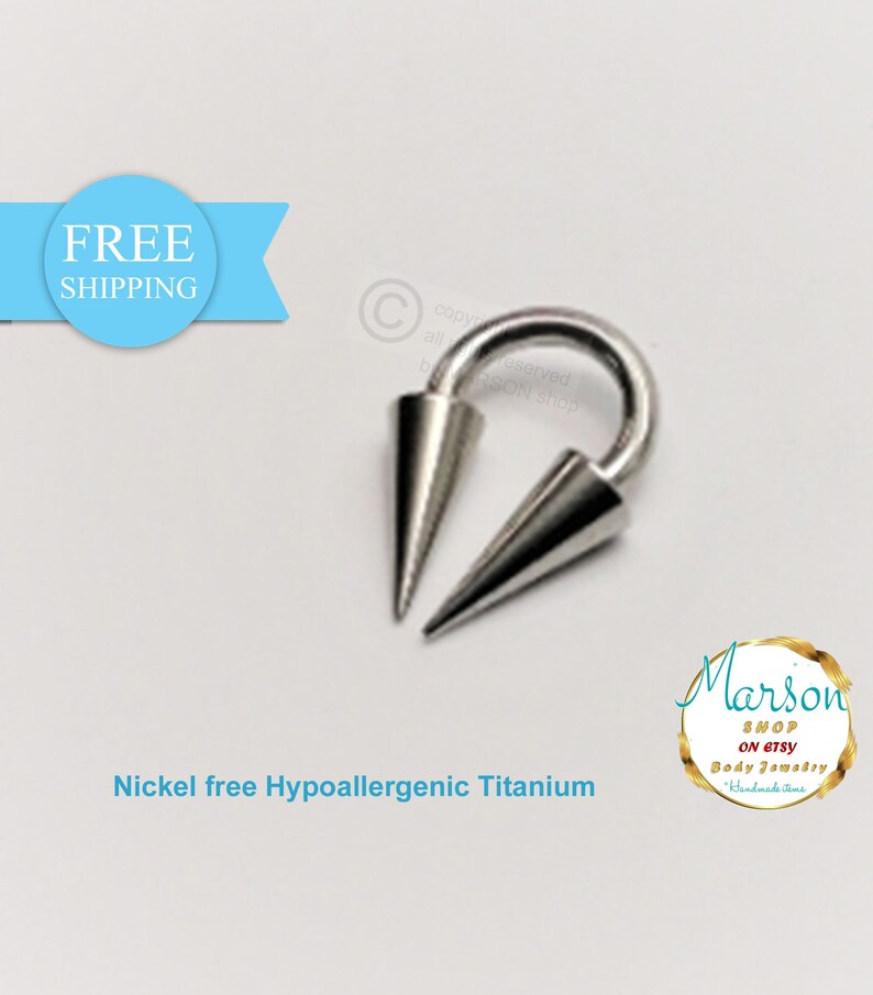 Spike Horseshoe Barbell, Hypoallergenic Titanium, Septum Piercing (16g ...