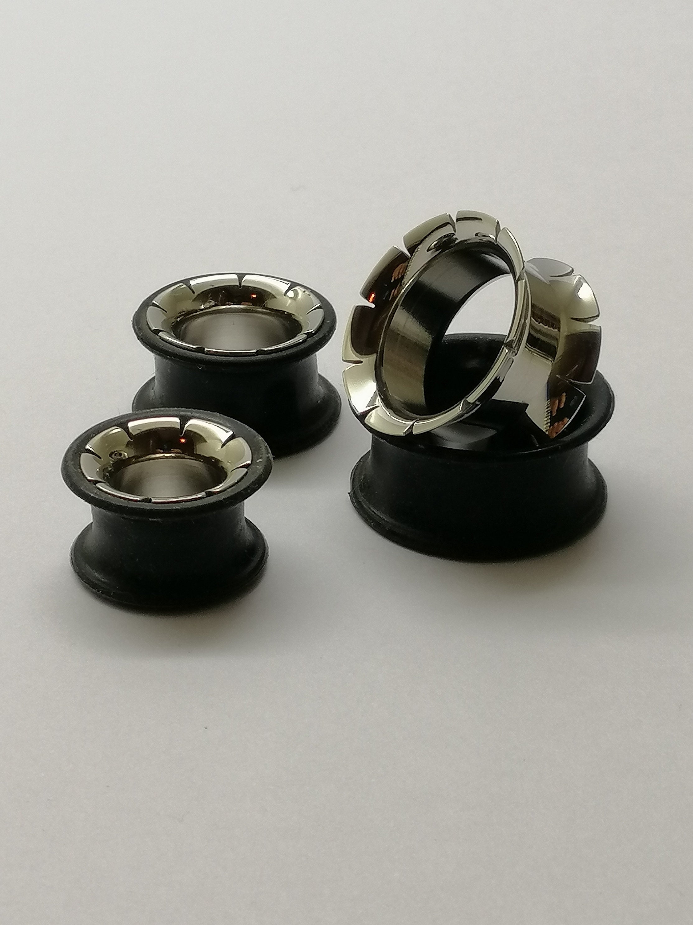 Ear Tunnel 2 in 1 Surgical Steel and Silicone Tunnel - Etsy