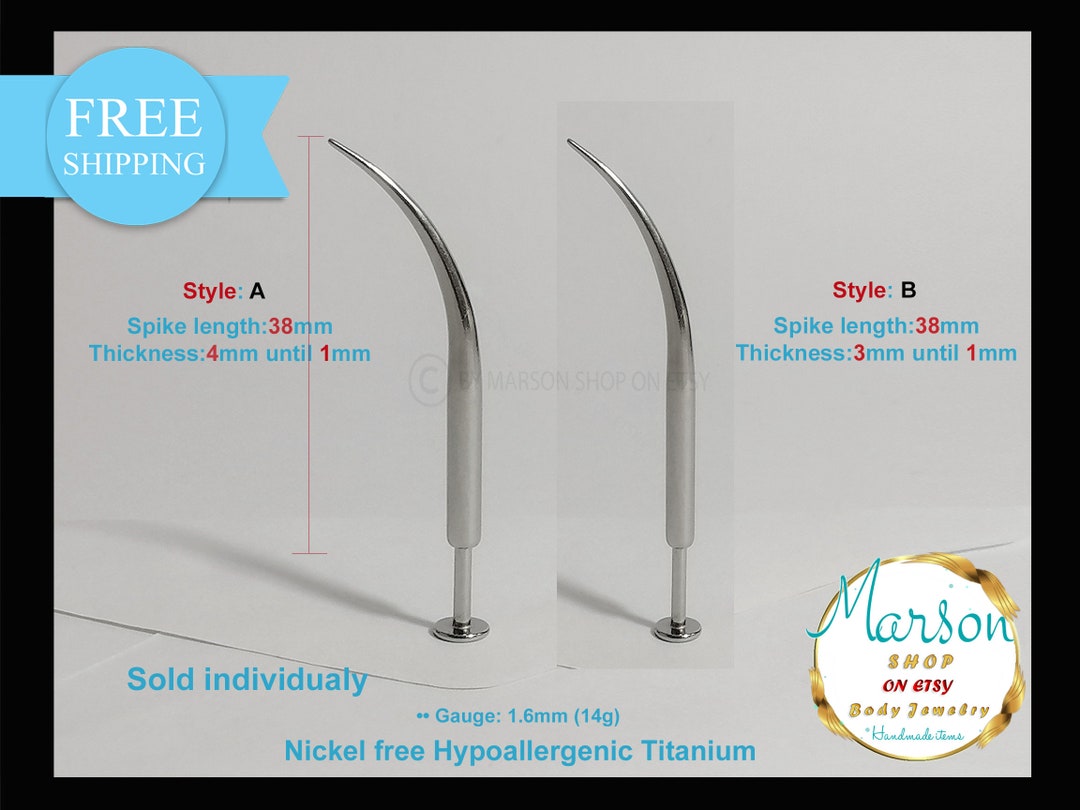 14g Labret Spike Talon TITANIUM, Curved Talon Spike. Twisted Curved ...