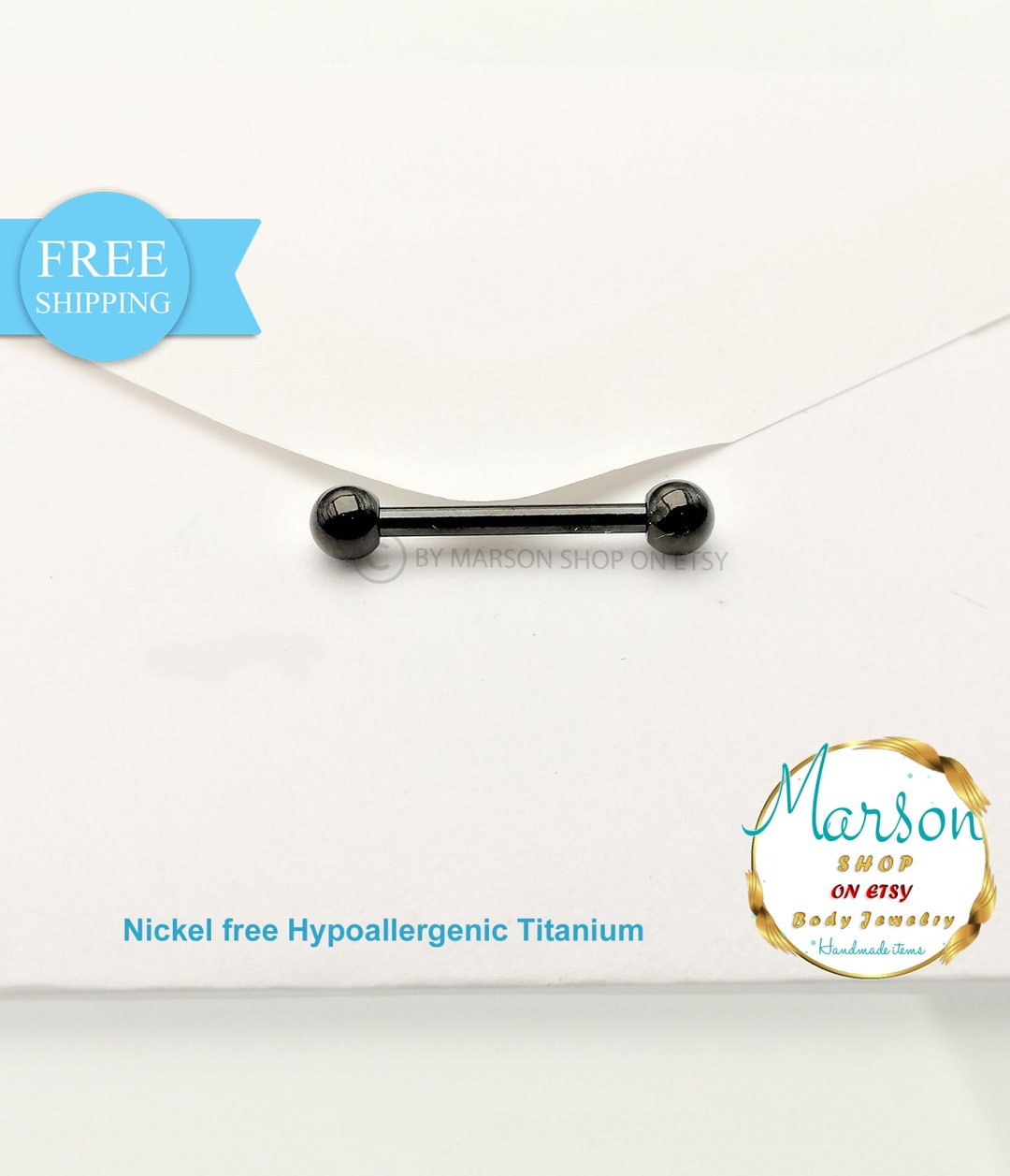 Straight Barbell Two Balls Black 14g Barbell - Rook, Helix, Tragus ...