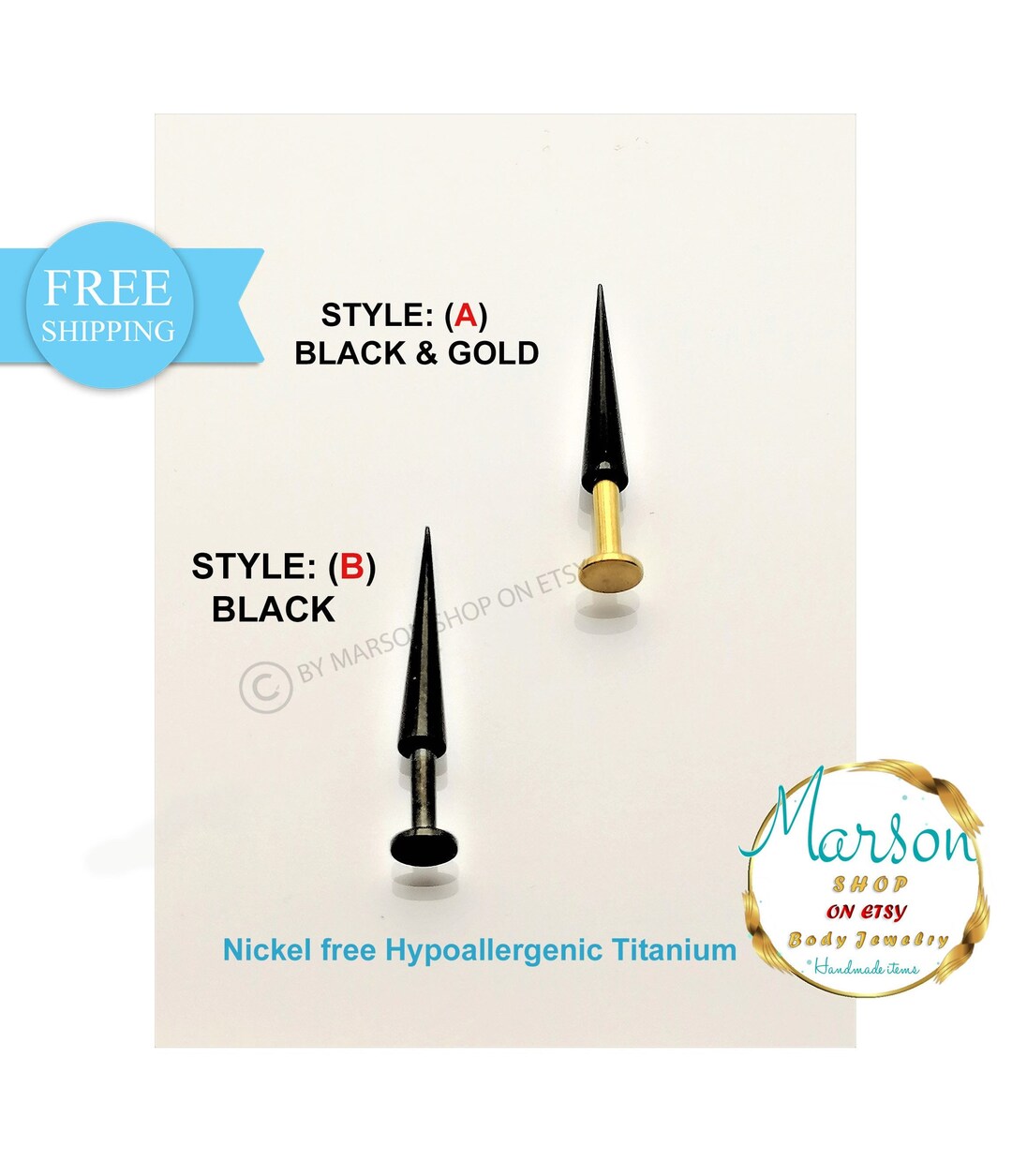 Labret Barbell, Long Spike CONE, TITANIUM, 14g, Cartilage, Cheek ...