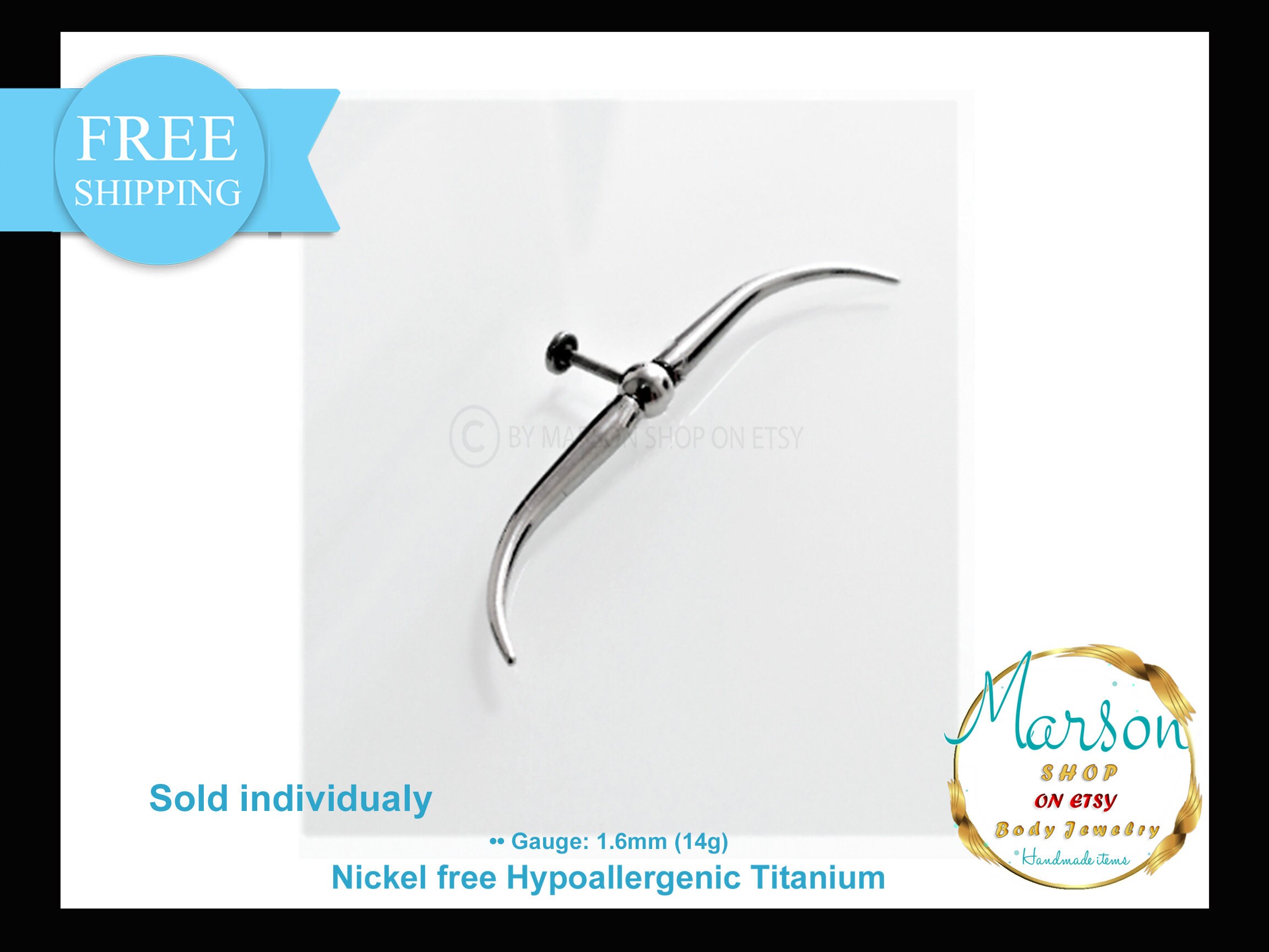 Labret Spikes, EXTREME SPIKE, Lips Mustache Spikes, Bull Spike, 14g ...