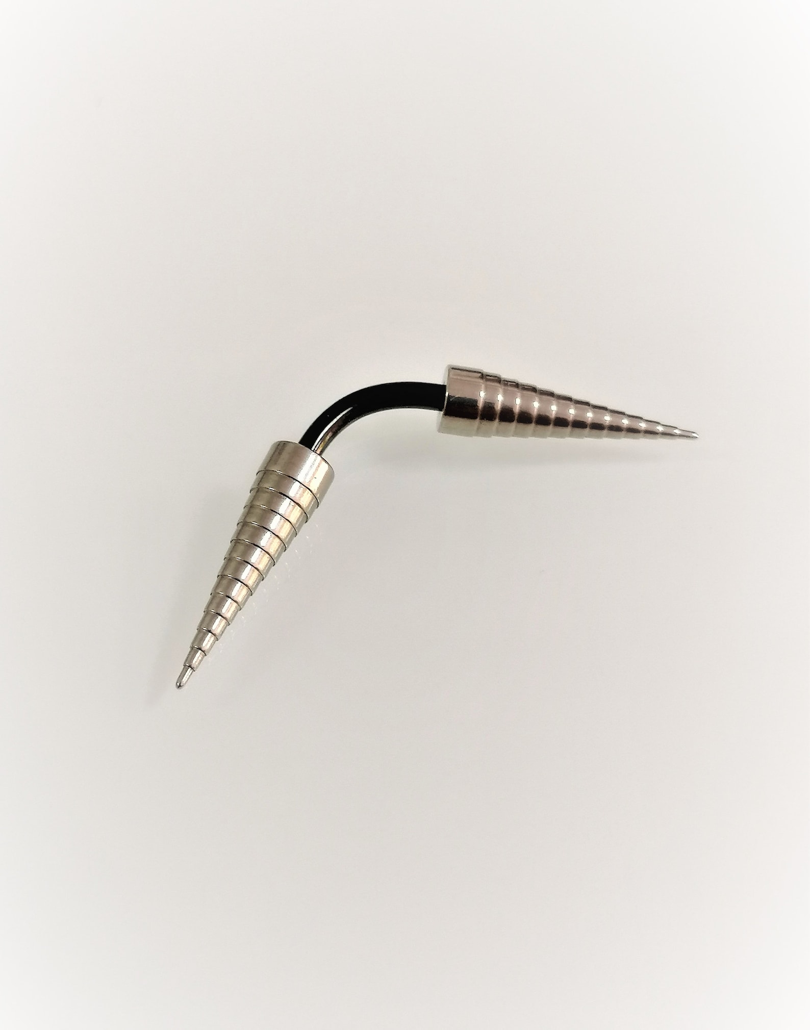 Long spikes 14g1.6mmblack silver spike-black Curved barbell | Etsy