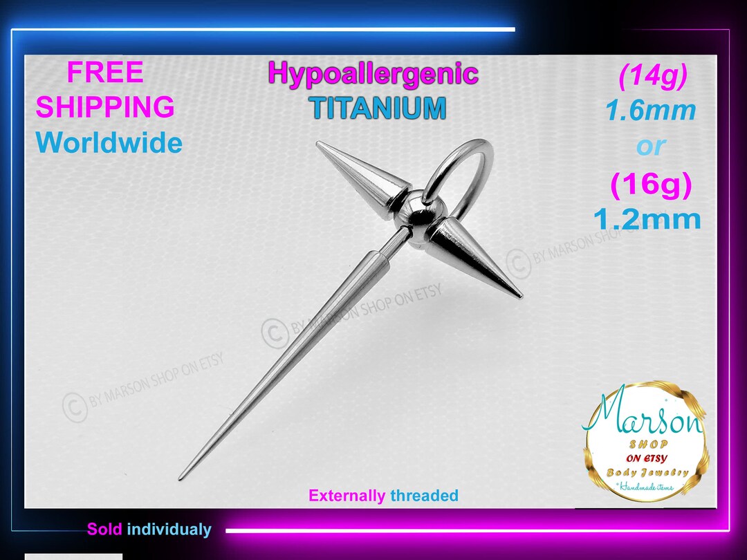 Spike Titanium Ball Closure Ring, Body Piercing Jewelry (14g/16g) - Etsy