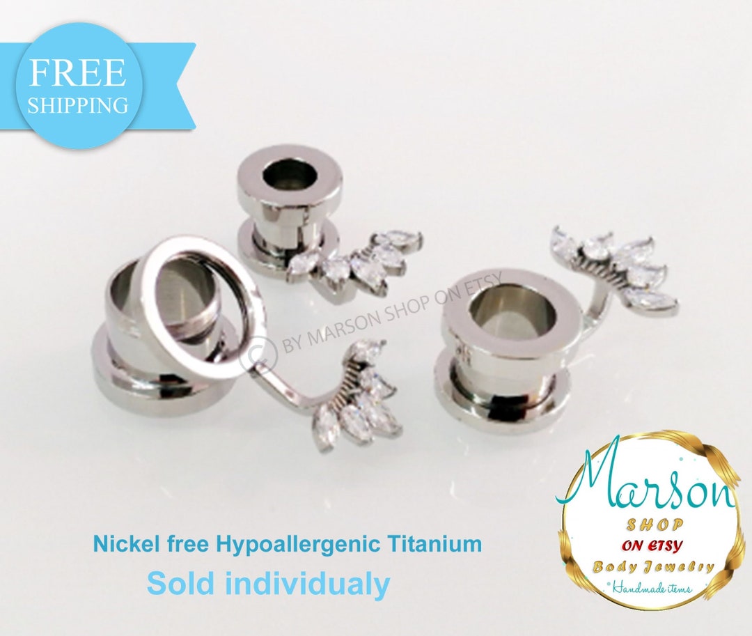 Ear Tunnel Hangers TITANIUM Tunnels Elegant Bridal Ear Tunnels, Formal ...