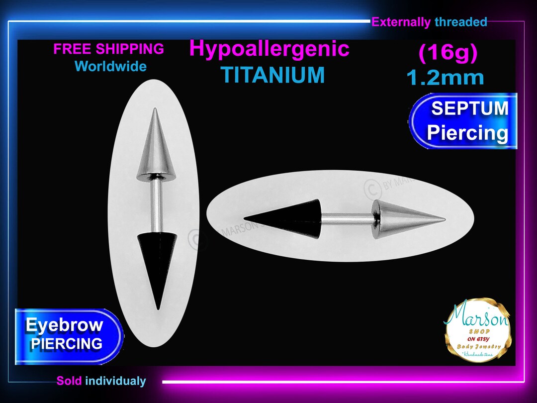 16g Long Spikes Barbell. Nickel Free Titanium, Very Long Spikes Unique ...