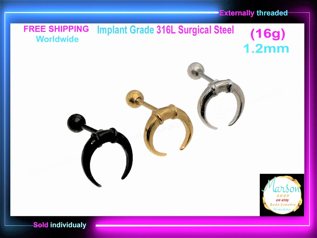 Extreme Long Spikes Helix, Labret, Cheek, Piercing, Medusa, Monroe ...
