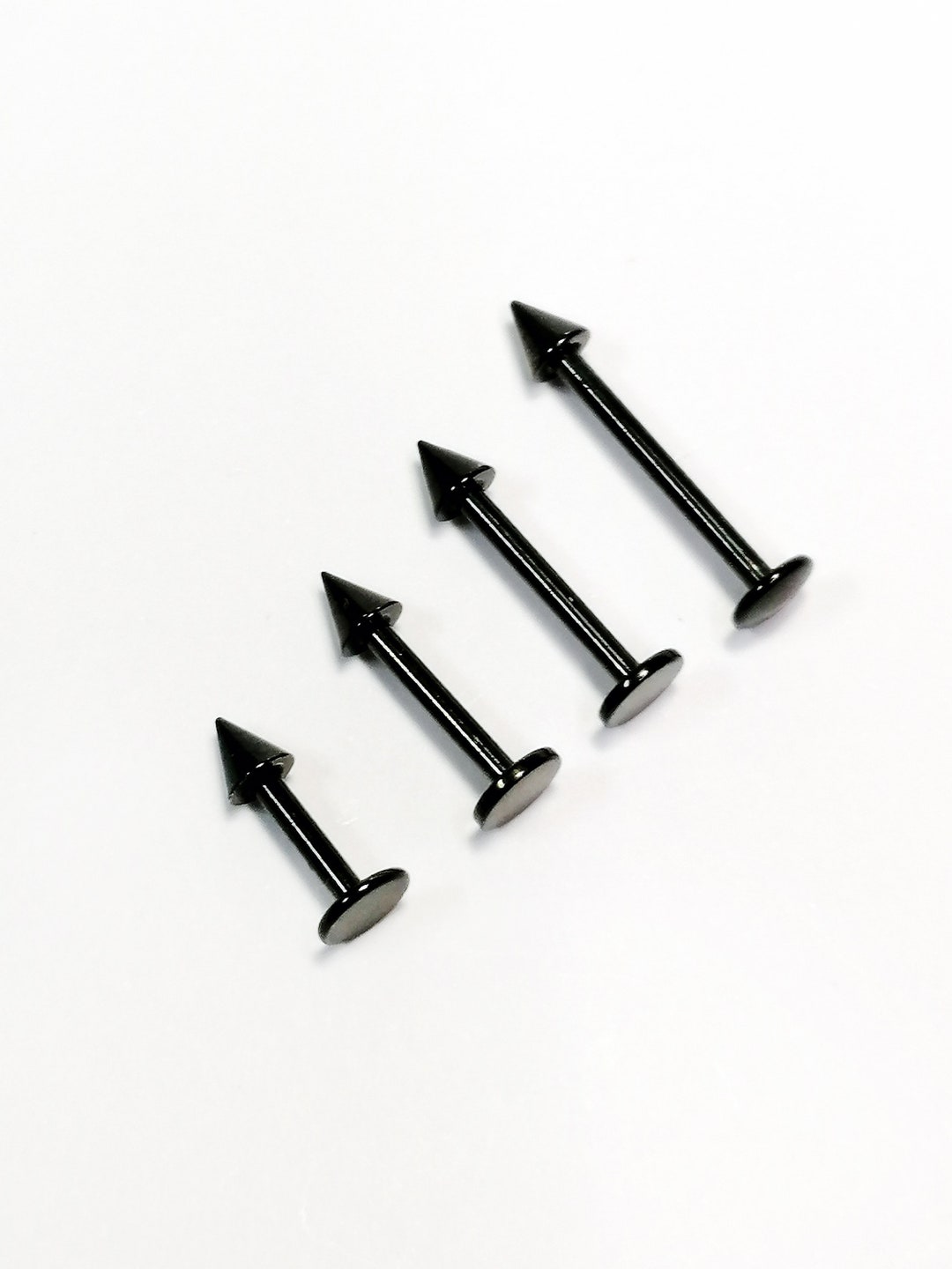 Black Titanium Labret Barbell Spikes, Cones -nickel Free Lip, Tragus ...
