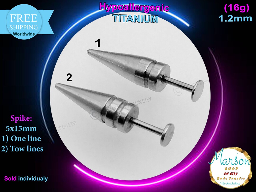 Extreme Long Spikes TITANIUM Labret, Cheek, Piercing, Medusa, Monroe ...