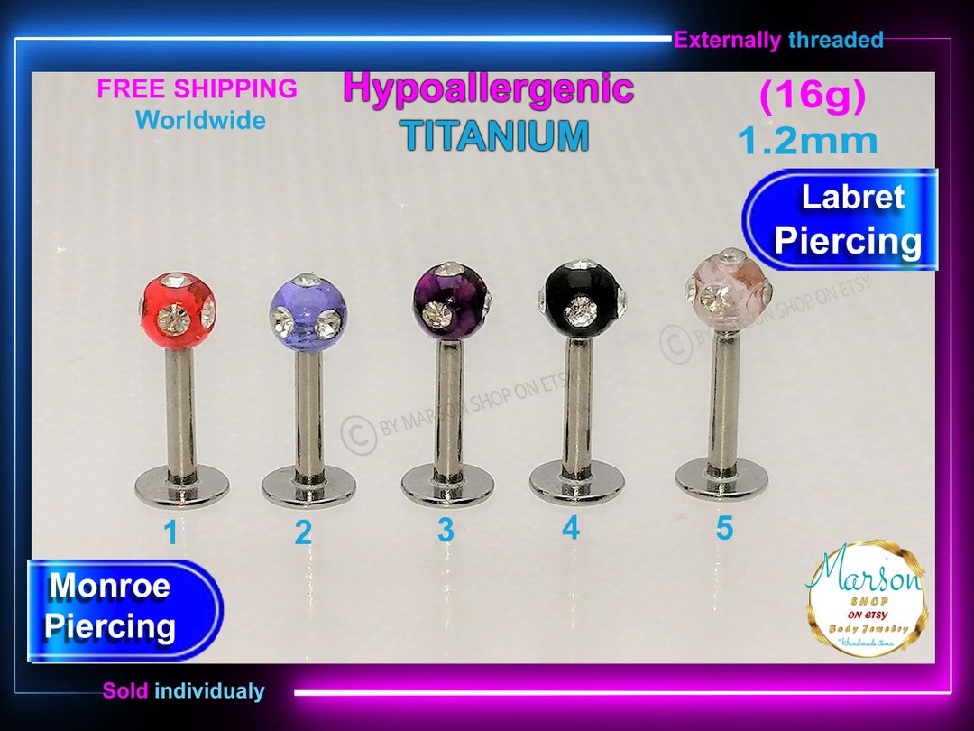 Labret Barbell, Titanium, Cheek, Piercing, Medusa, Monroe, Snake Bites ...