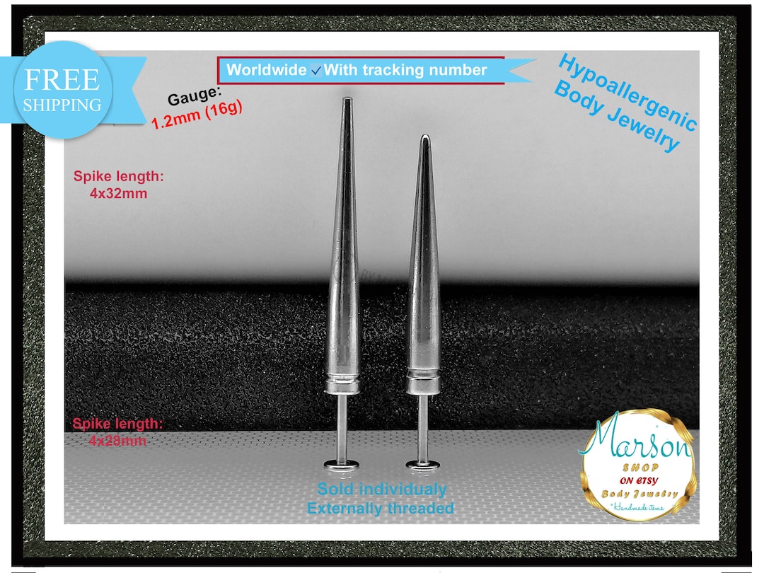 Labret Spikes, Barbell, Long Spike, Body Piercing Jewelry, TITANIUM ...