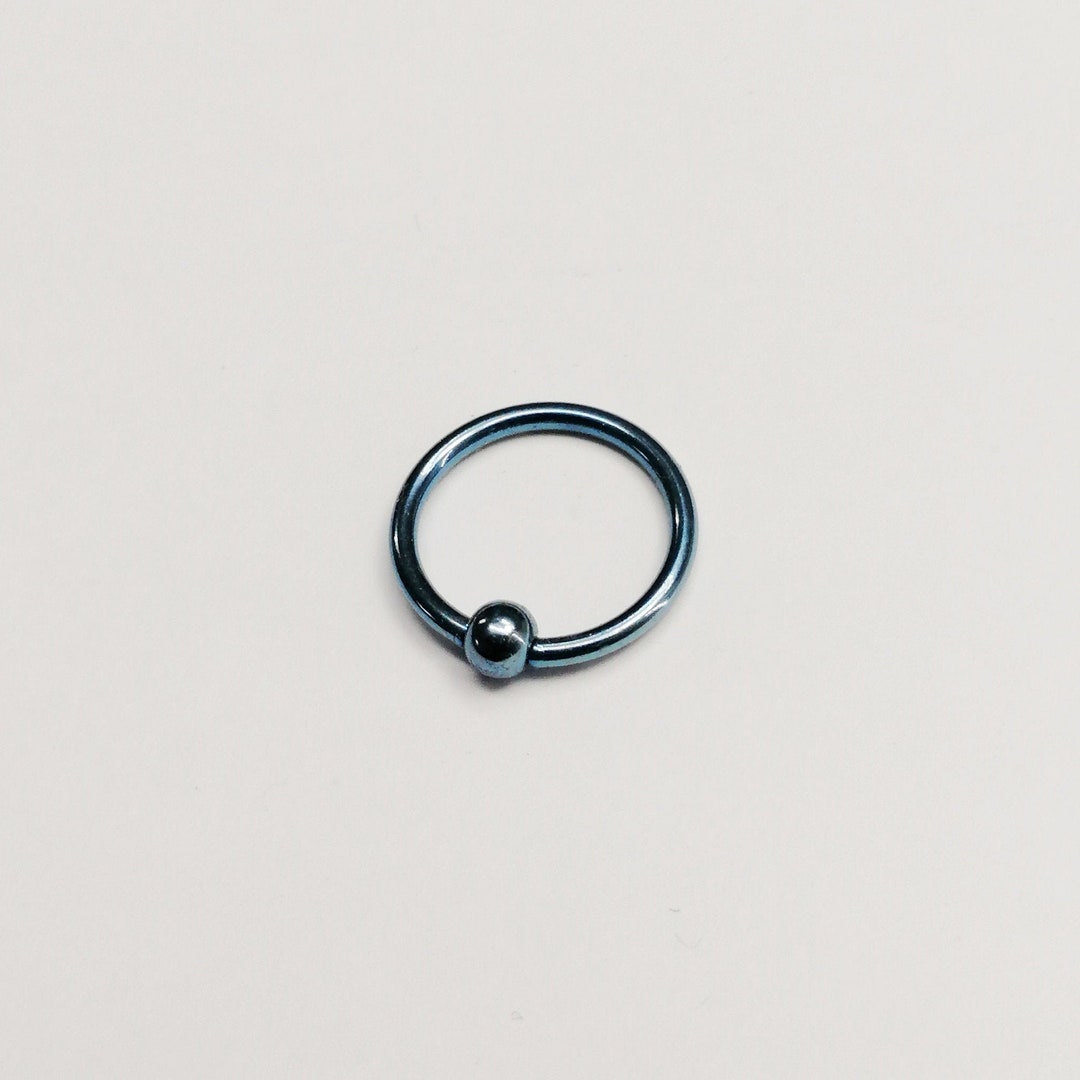 Captive Bead Ring Hoop- Blue - Titanium Circular Barbell. 1.2mm (16g ...