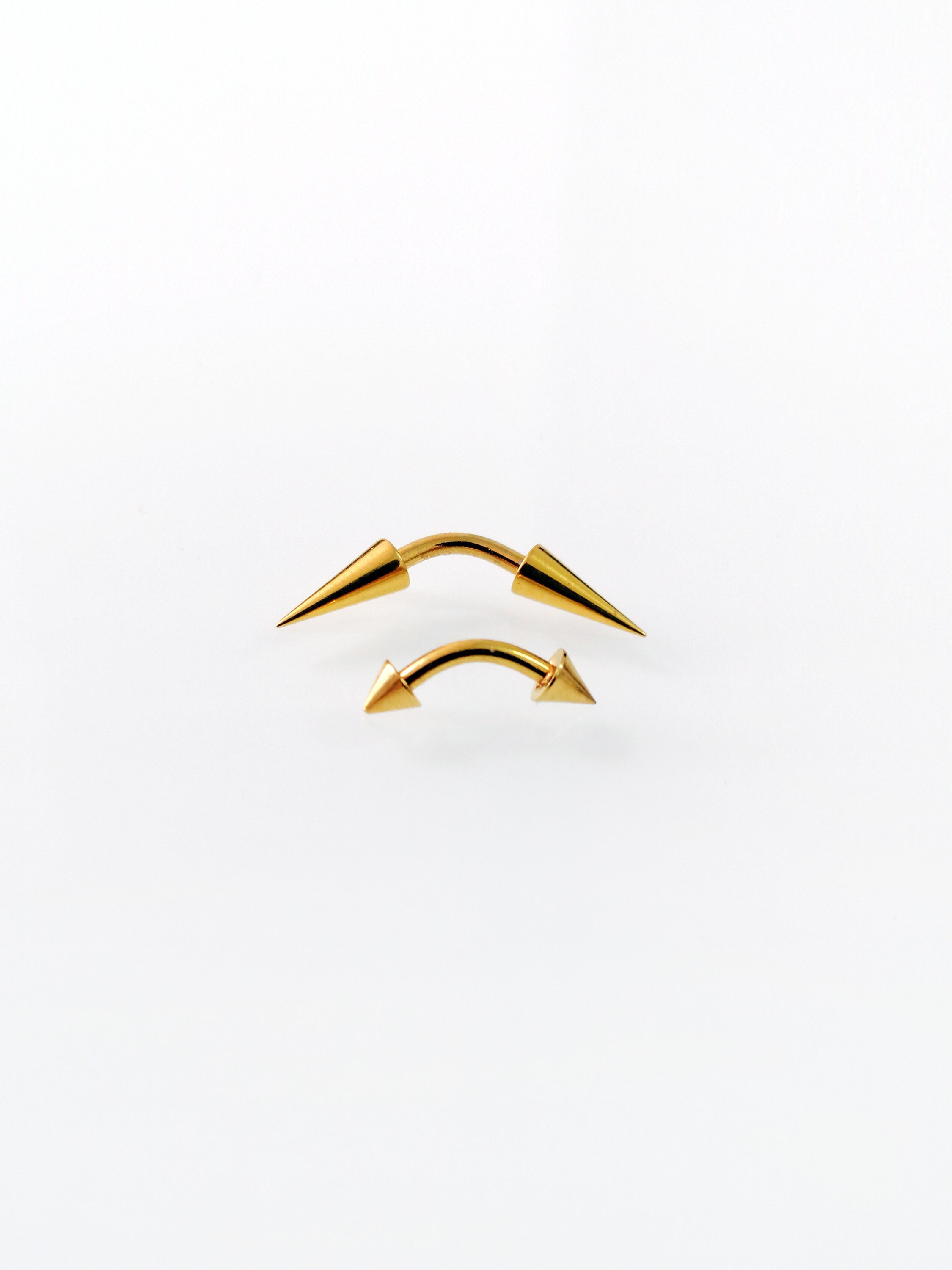 Gold Long Spikes Curved Barbell. Gold Curved Barbell Titanium - Etsy