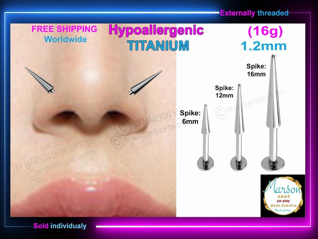 Labret, Nose Spike, With Long Spike, Body Piercing Jewelry, TITANIUM ...