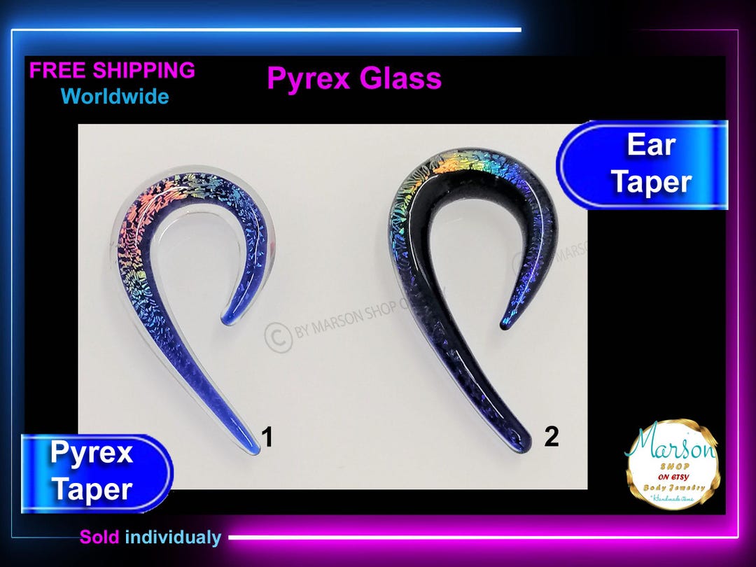 Earlobe Pyrex, Glass, Tapers, Hangers, Glitter, Weight Drop Expander ...