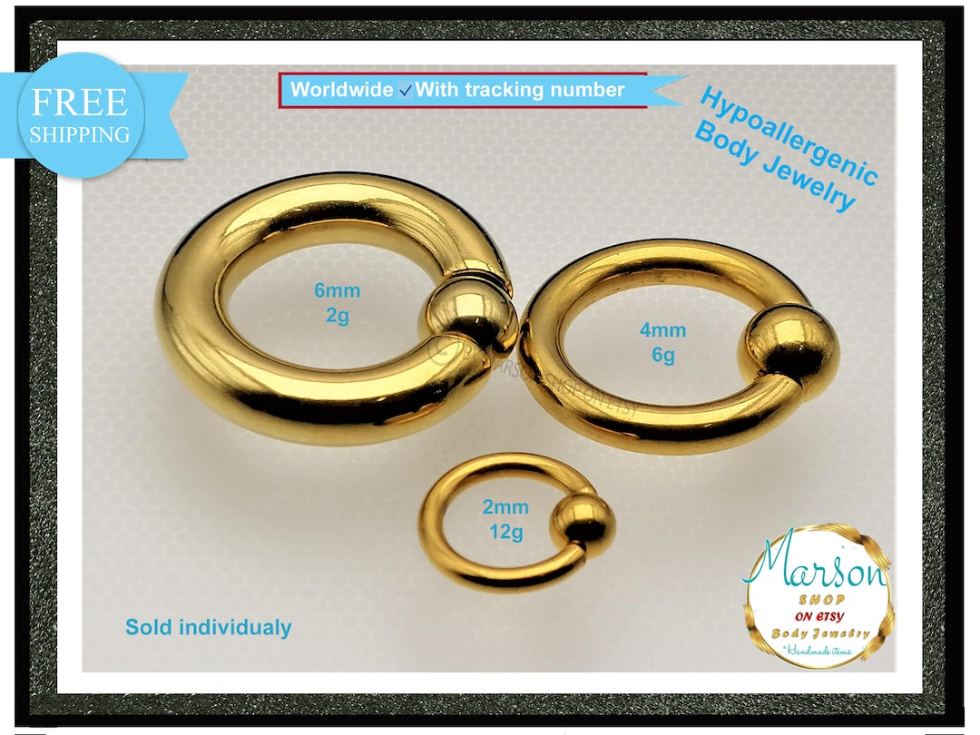 Ear Gauge, Large Heavy Ball Closure Ring, Septum, Earlobe, Surgical ...