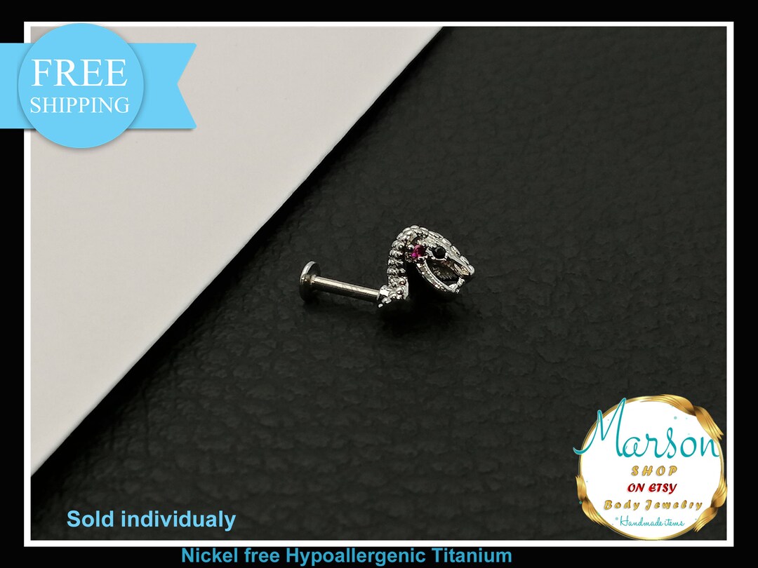 Snake Head, Labret Barbell Long Spike, 18g, 1.0mm Lip Body Jewellery ...