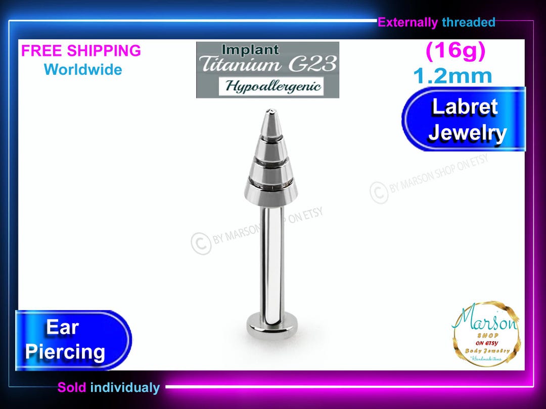 16g Titanium Labret Barbell, Long Spike Lip Piercing - Etsy