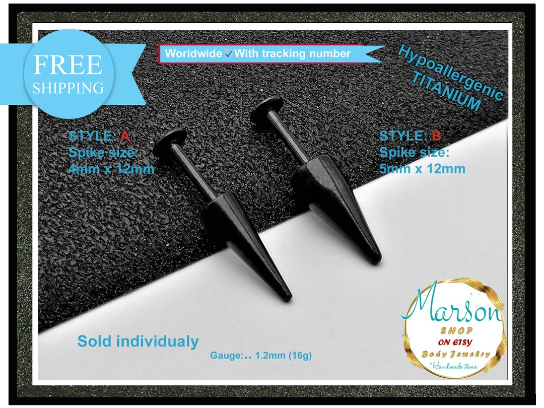 Labret Barbell With Long Spike, Body Piercing Jewelry, TITANIUM, 16g ...