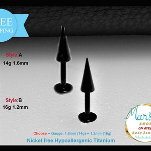 Labret Barbell, 16g and 14g Titanium, Cheek Piercing, Medusa, Monroe ...