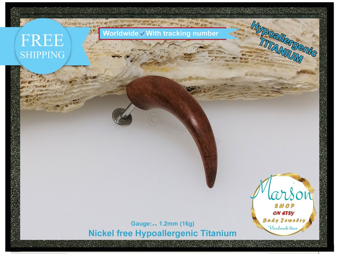Lèvre, piercing labret avec haltères, pointe longue, 16 g, 1,2 mm ...