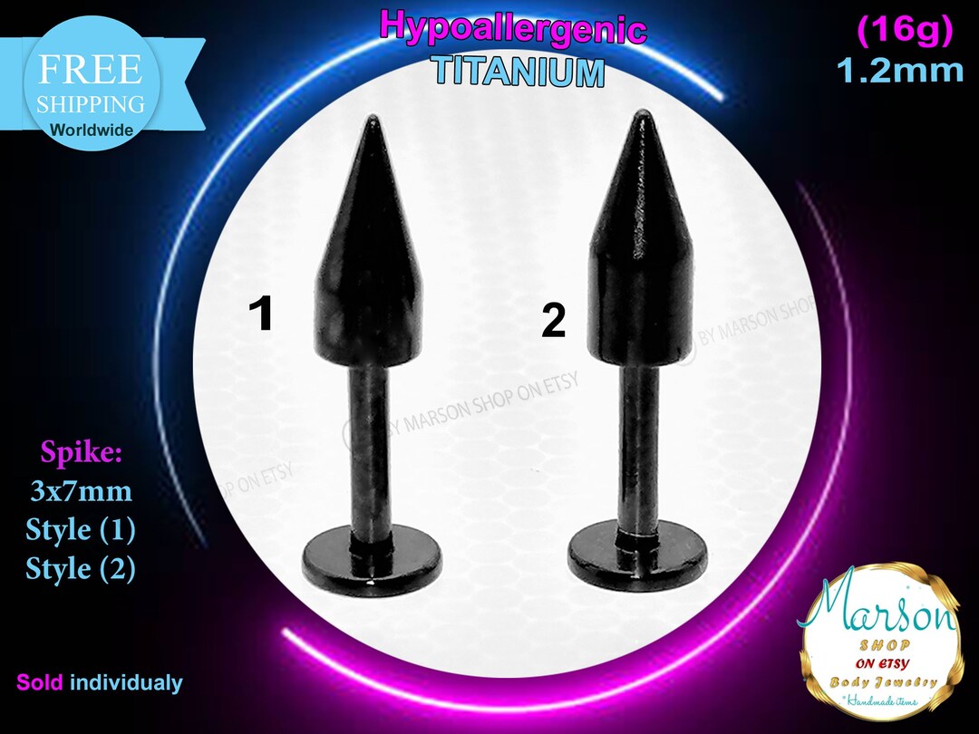 Extreme Long Spikes TITANIUM Labret, Cheek, Piercing, Medusa, Monroe ...