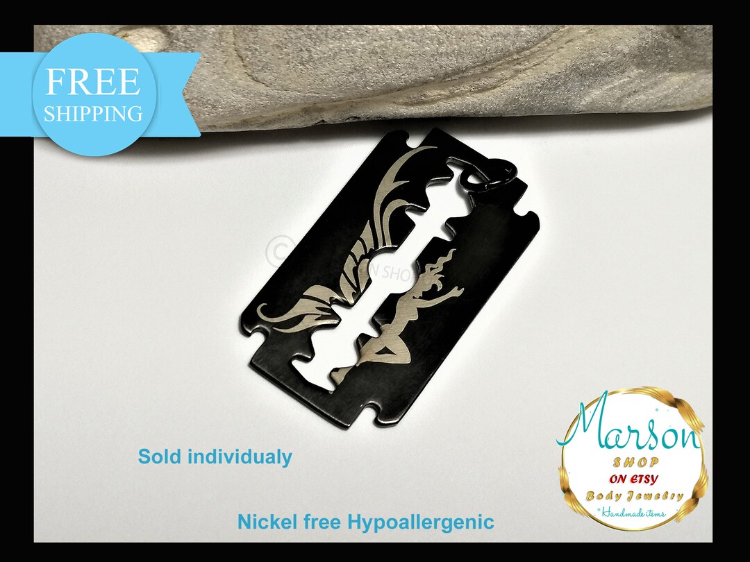 Fairy Razor Blade Pendant, Black Gothic Stainless Steel Necklace - Etsy