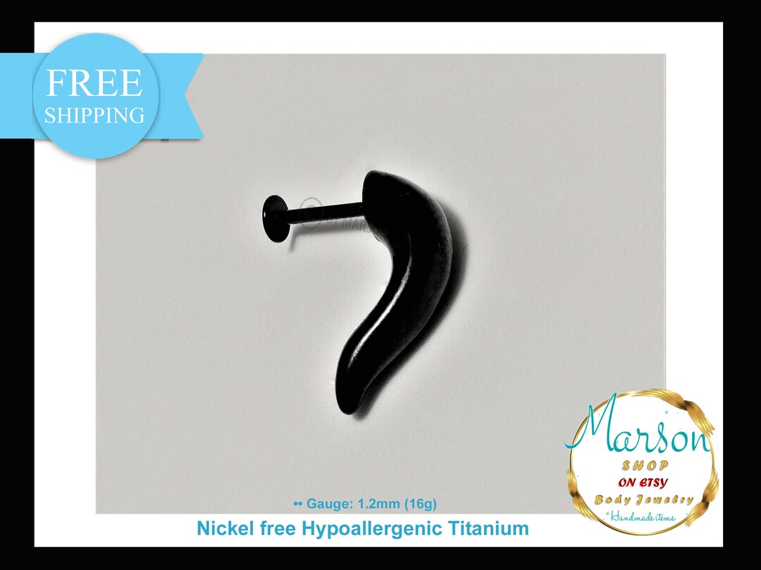 16g Black Labret Large Spike Talon, Goatee. TITANIUM Labret, Lips ...