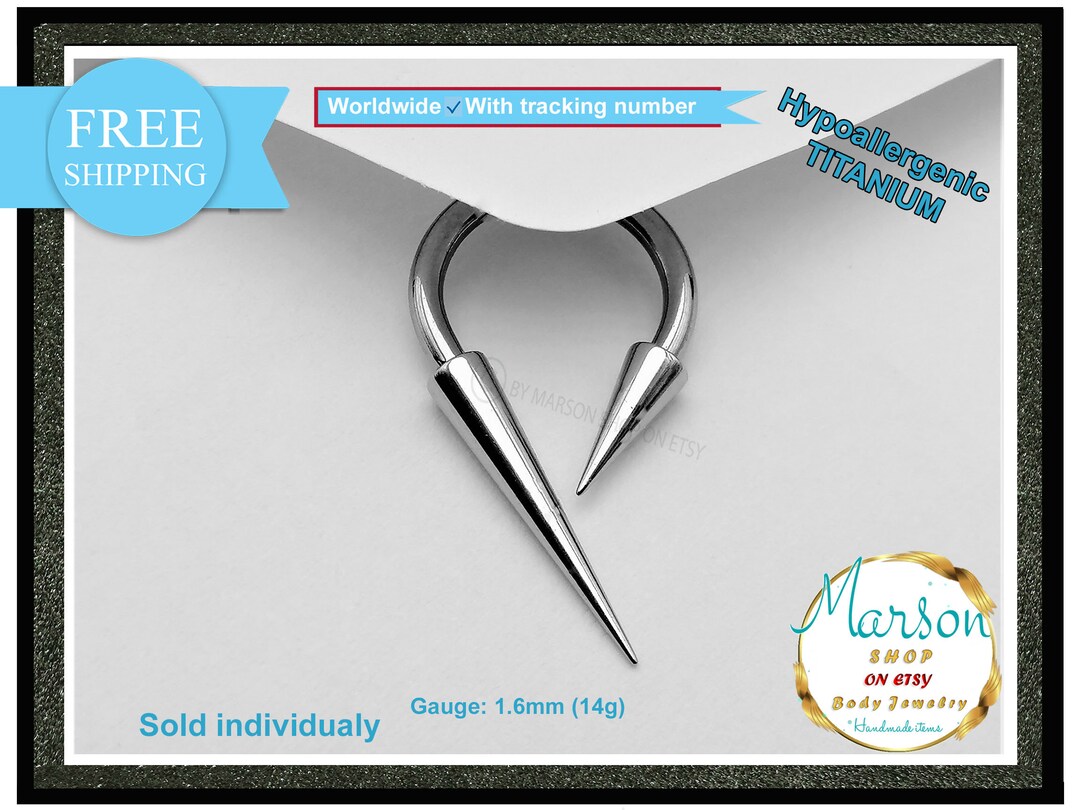 Horseshoe Spikes, Very Long , 14g Circular Barbell Extreme. Titanium ...