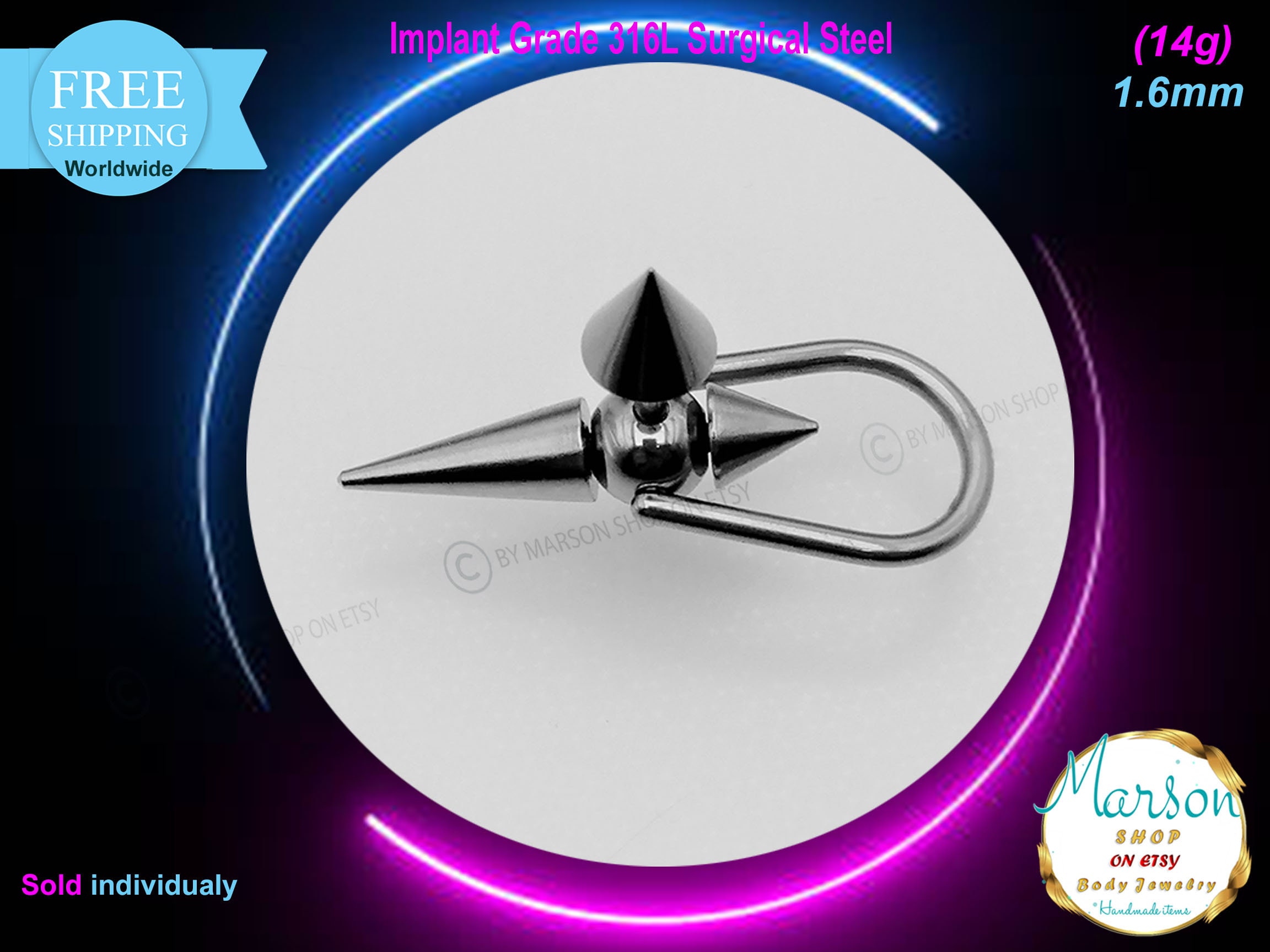 Ball Closure Ring, Tear Drop, Ear, 14g,extreme, Very Long, Claw, Spike ...