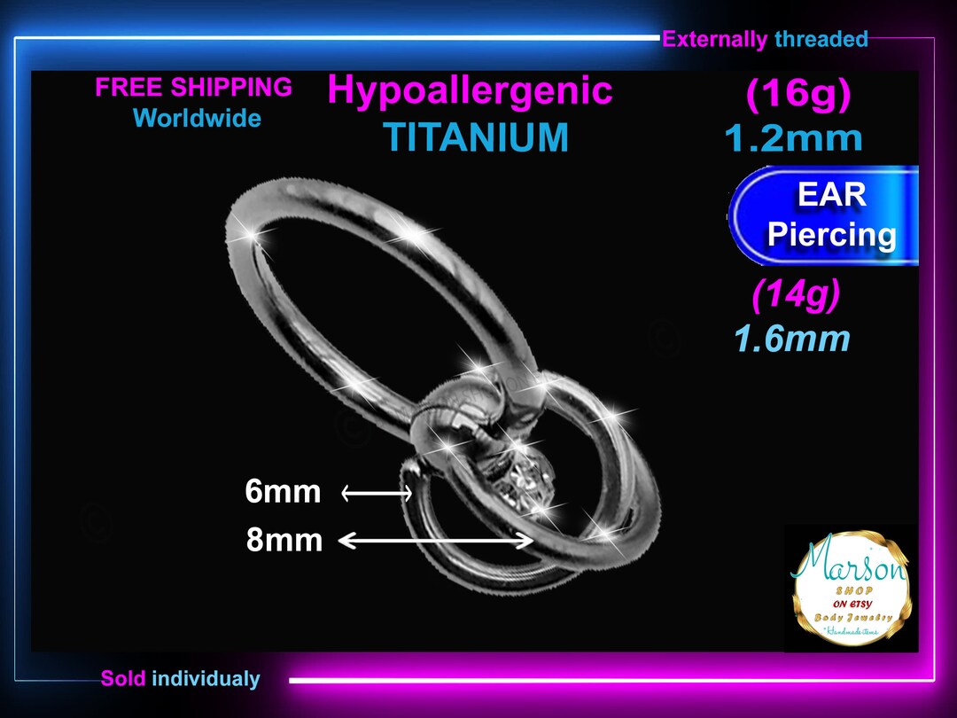Ball Closure Ring, Titanium Hoop. Ball With Epoxy Coated, 1,2mm (16g ...