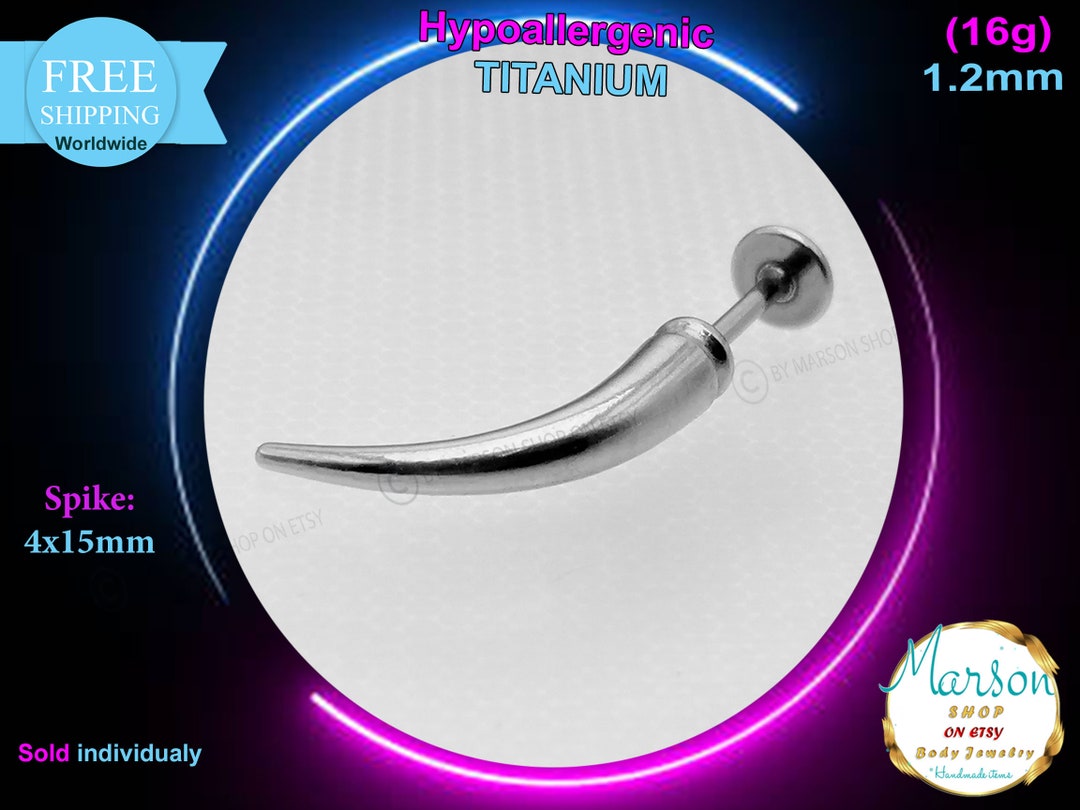 Extreme Long Spikes TITANIUM Labret, Cheek, Piercing, Medusa, Monroe ...