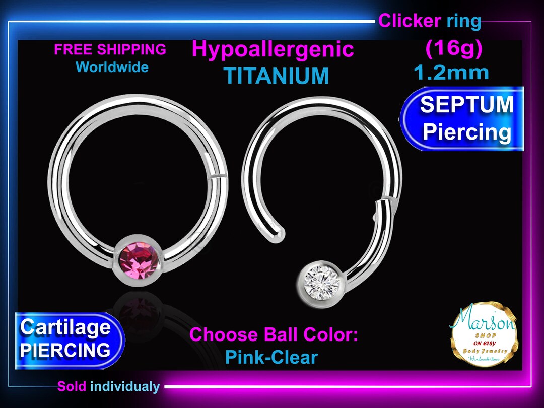 Septum Clicker Ring, Jewelry, Segment, 16g, 1.2mm, Good for Rook, Helix ...