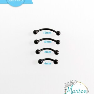 Eyebrow, Curved Barbell Black, Titanium Balls nickel Free Bar-eyebrow, Nipple, Tragus,helix ...