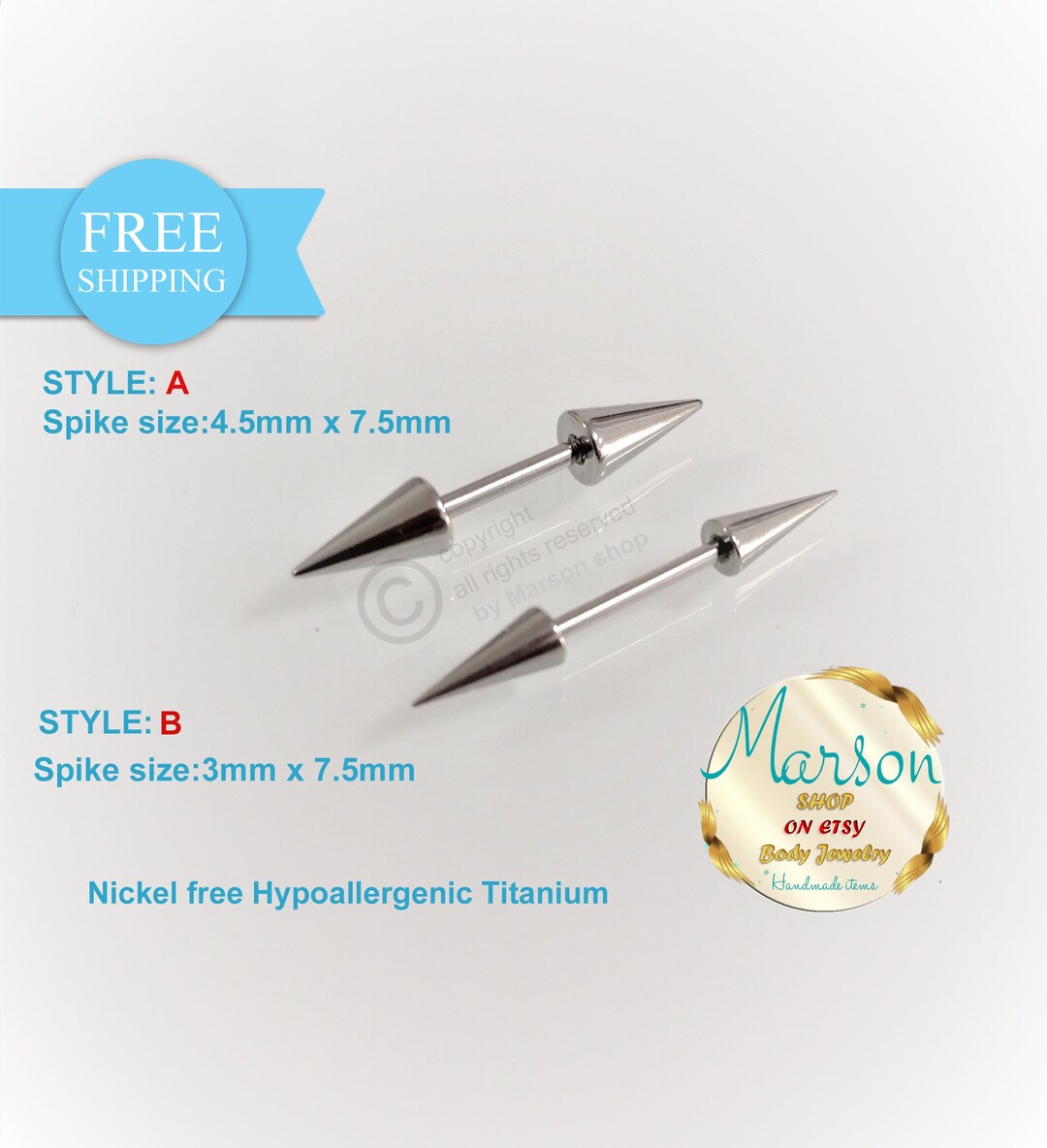 Septum Long Spikes 16g Barbell. Nickel Free TITANIUM. - Etsy