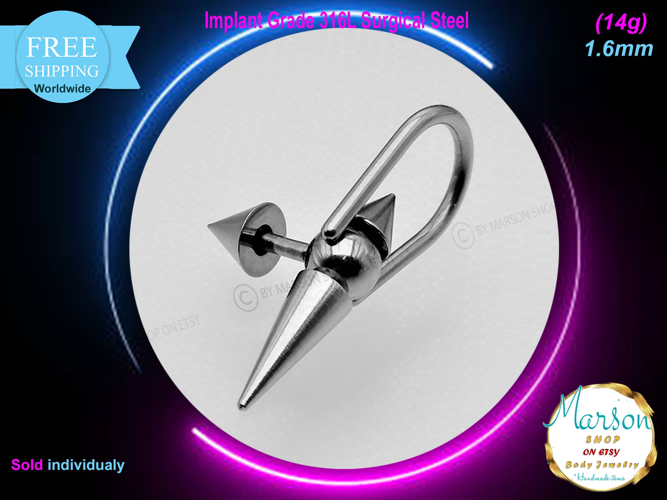 Ball Closure Ring, Tear Drop, Ear, 14g,extreme, Very Long, Claw, Spike ...