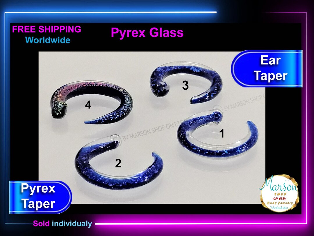Earlobe Pyrex, Glass, Tapers, Hangers, Glitter, Weight Drop Expander ...
