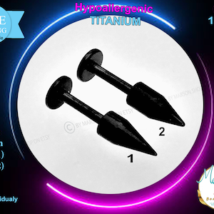 Extreme Long Spikes TITANIUM Labret, Cheek, Piercing, Medusa, Monroe ...