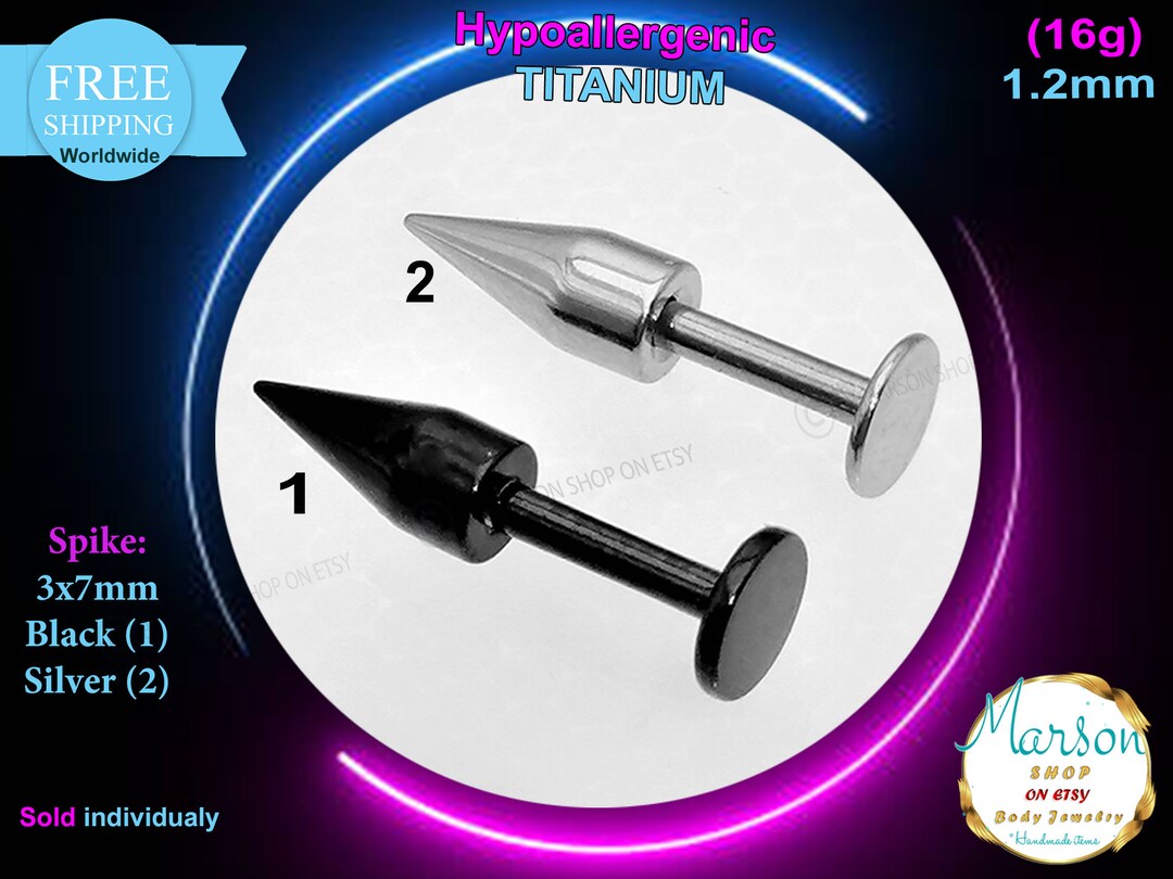 Extreme Long Spikes TITANIUM Labret, Cheek, Piercing, Medusa, Monroe ...