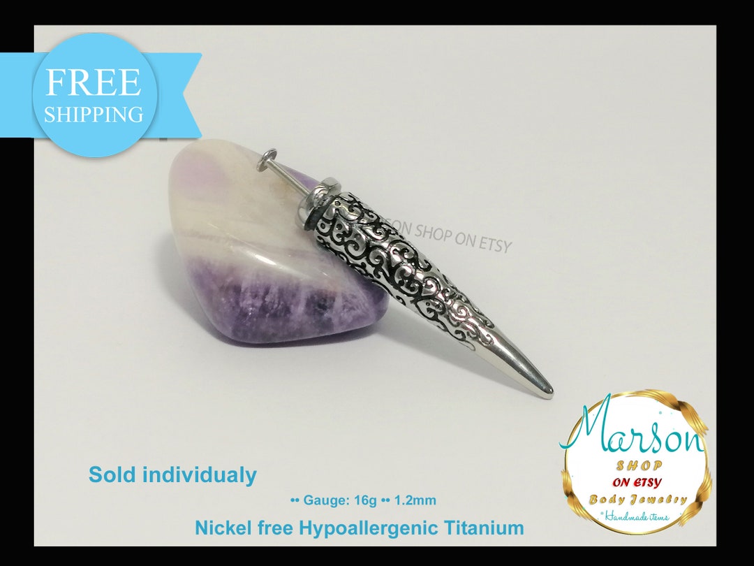 Labret Spike With Very Long Spikes, Body Piercing Jewelry 16g, 1.2mm ...
