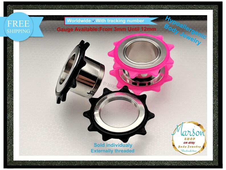 Surgical Steel Ear Tunnel, Sun O-rings, Pink & Black Gauges - Etsy