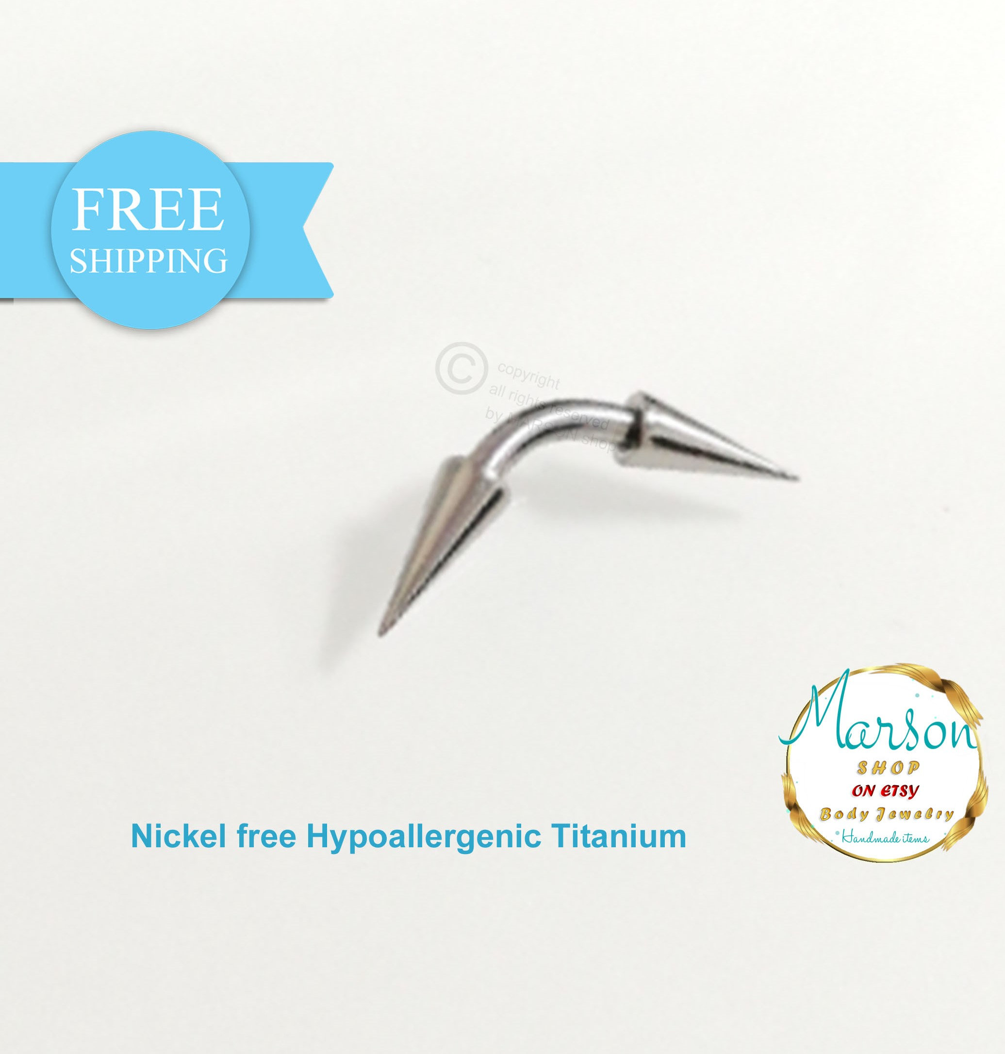 Long Spikes Curved Barbell Curved Barbell 14g Titanium - Etsy UK