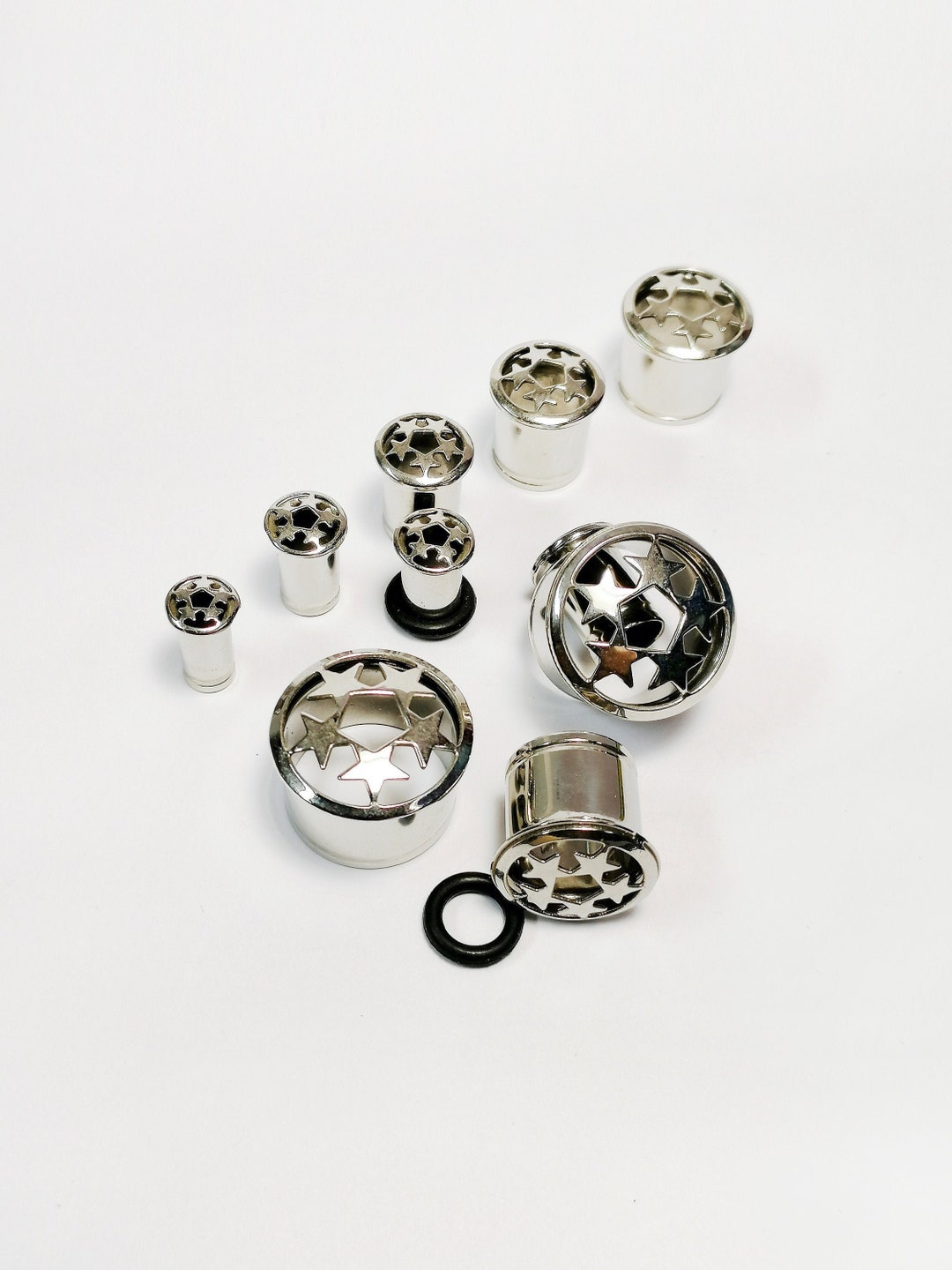 TITANIUM Stars Tunnels O-ring Flared, Cute Ear Gauge, Anti-allergic ...